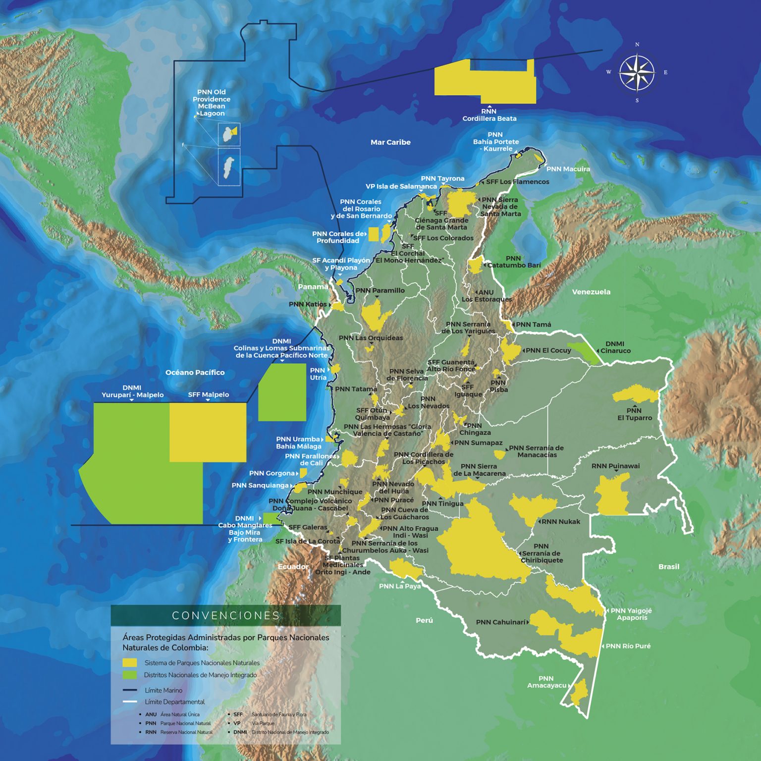 Mapa de los Parques Nacionales Naturales de Colombia - Parques ...